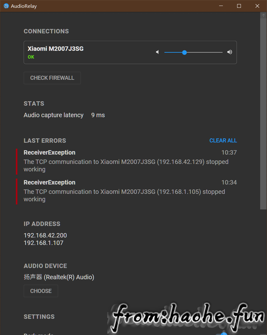 AudioRelay：通过WiFi或USB，让Android（安卓）设备播放电脑发出的声音 | 何浩的个人网站