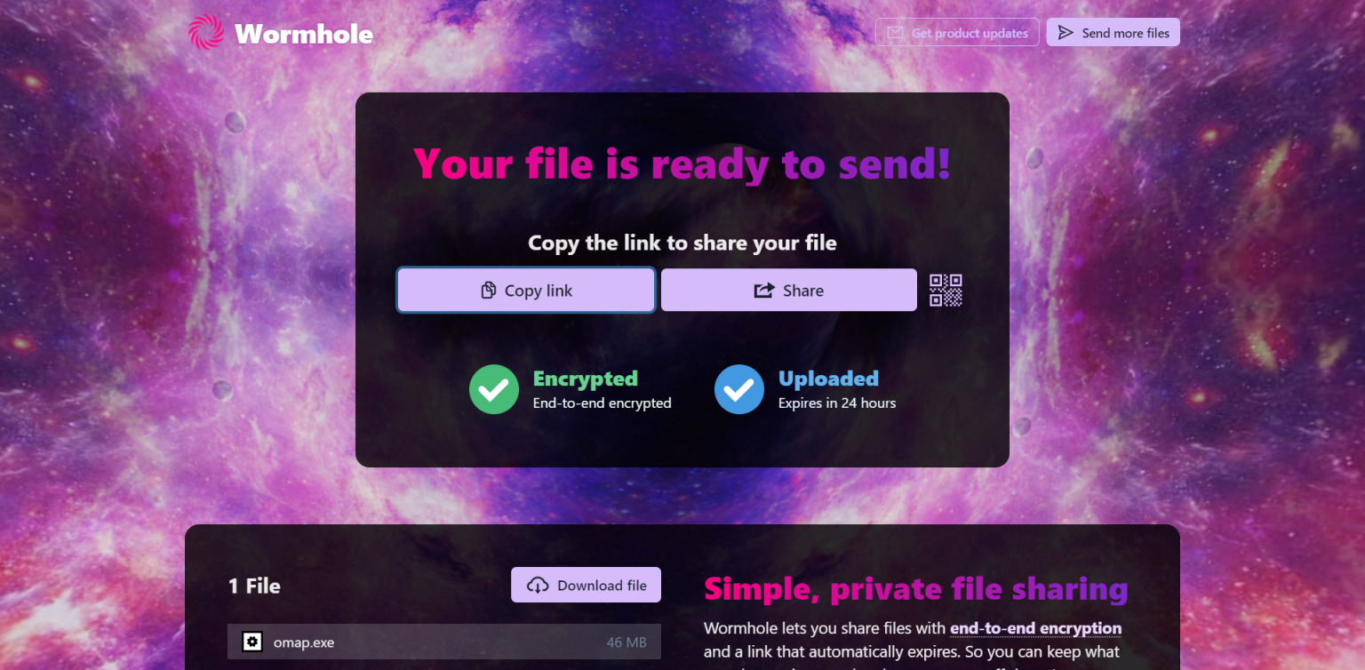 Wormhole：简单、私密（端到端加密）的文件传输工具 | 个人网站